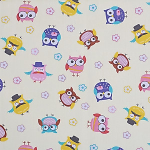 7Pcs Cartoon Owls Prined 18" x 22" Fat Quarters Fabric Bundles for Patchwork Quilting,Pre-Cut Quilt Squares for DIY Sewing Patterns Crafts