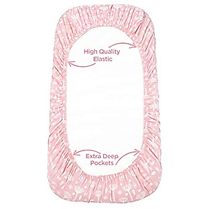 Baby Bassinet Sheet Set for Boy and Girl, 3 Pack, Universal Fitted for Oval, Hourglass & Rectangle Bassinet Mattress, Fitted Sheets Size 32 x 16 x 4 Inches, Pink Stars