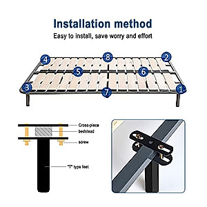 Bed Adjustable Legs, 14inch Metal Furniture Support Legs Foot Retractable Heavy Duty Bed Center Frame Slat Support Leg,Suitable for Cabinet Sofa Bed Frame Replacement Parts 2 Pcs(Black)