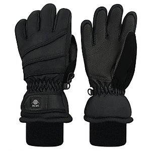 N'Ice Caps Kids Waterproof Winter Thinsulate Warm Gloves (Black, 10-12 Years)
