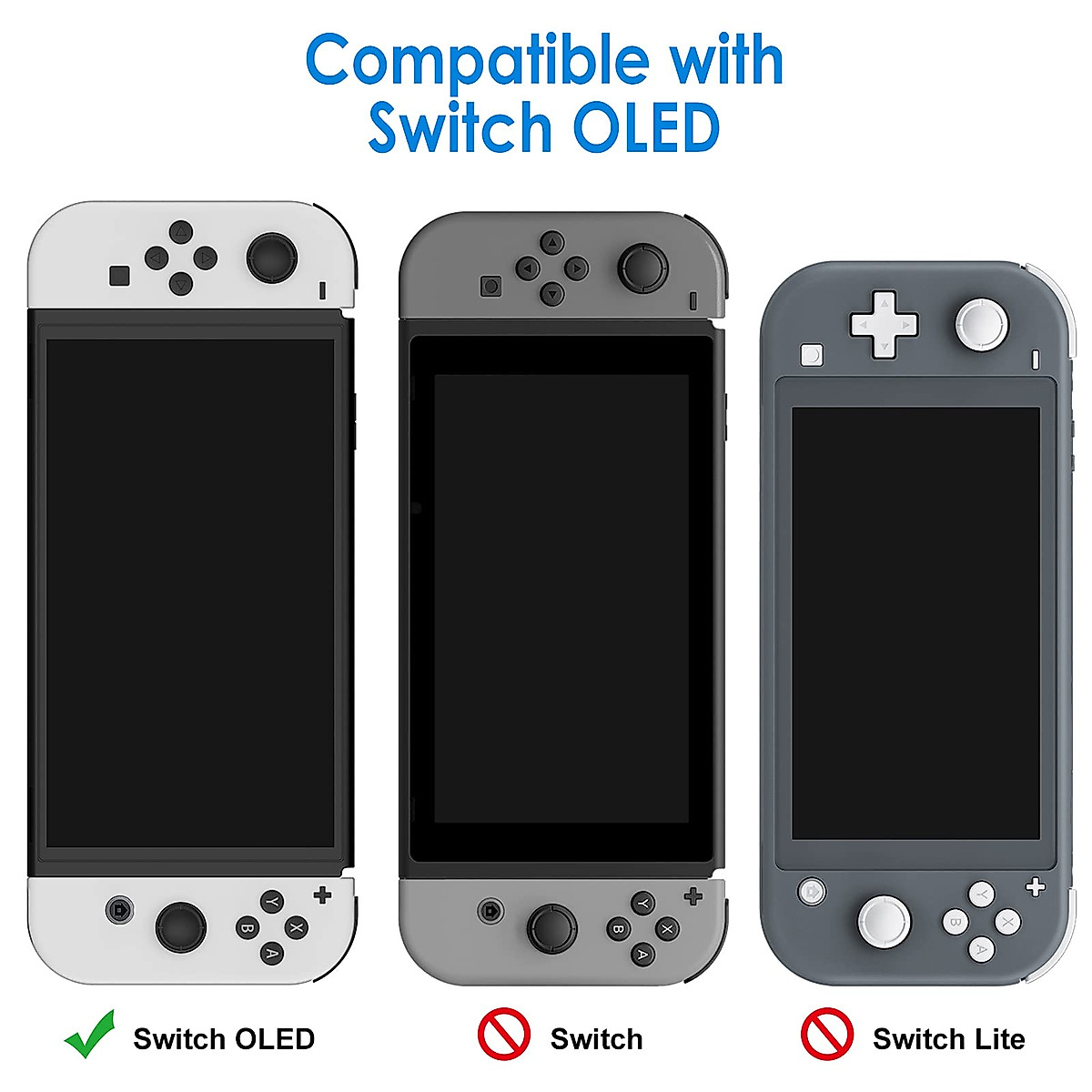JETech Protective Case for Nintendo Switch (OLED Model) 7-Inch 2021 Release, Grip Cover with Shock-Absorption and Anti-Scratch Design, HD Clear