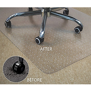 100pointONE Office Chair Mat for Carpets - Transparent Thick Floor Mats for Low, Flat and No Pile Carpeted Floors, with Grippers (48'' X 30'' Rectangle)