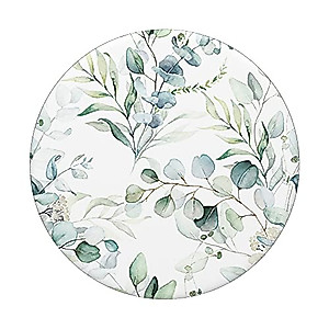 Eucalyptus navy blossom watercolor floral branches leaves PopSockets Swappable PopGrip