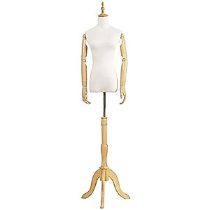 Tailors Dummy Mannequin Torso Body with Tripod Stand |Tailors Dummy with Realistic Hands for Female Clothing Dress Jewelry Display Dressmakers Dummy
