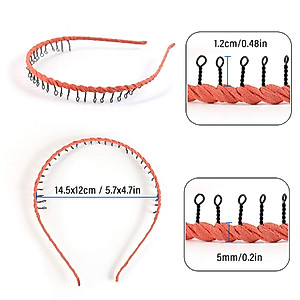 Framendino, 10 Pack Ribbon Wrapped Metal Headbands with Teeth Comb Hair Hoop Hairband for Women Girls