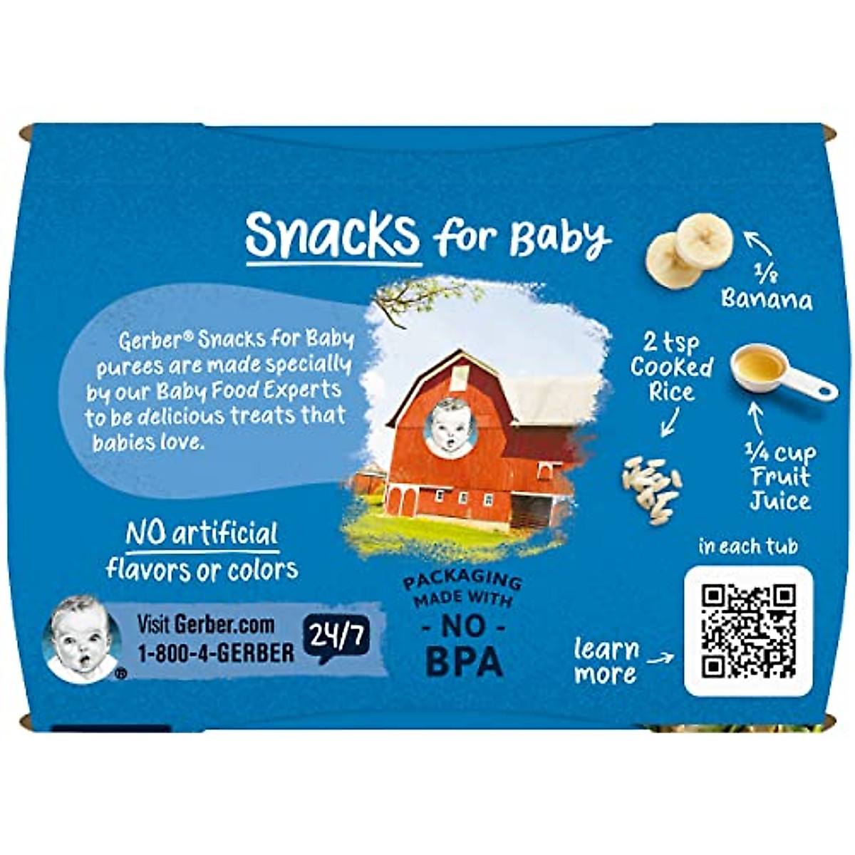 Gerber Snacks for Baby 2nd Foods Baby Food Tubs, Hawaiian Delight, Creamy Juice & Fruit Blend, Pureed Baby Food Snack, 2 - 4 ounce Tubs/Pack (Pack of 4)