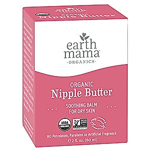 Earth Mama Organic Nipple Butter Breastfeeding Cream, Lanolin-Free, Safe for Nursing & Dry Skin, Non-GMO Project Verified, 2 Fl Oz