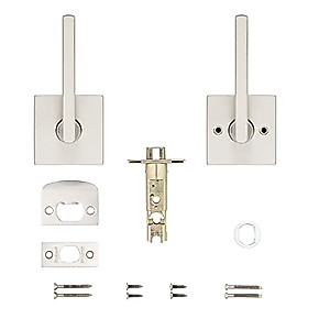 Kwikset Halifax Interior Passage Door Handle, Lever For Closet and Hallway Doors, Reversible Non-Locking Handle Lever, Satin Nickel, with Microban Protection