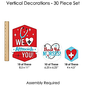 Big Dot of Happiness Thank You Nurses - Nurse Appreciation Week DIY Dangler Backdrop - Hanging Vertical Decorations - 30 Pieces
