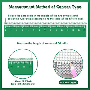 Whaline Diamond Painting Ruler Mesh Ruler Grid Diamond Drawing Tool Stainless Steel Ruler Diamond Painting Accessories with 520 Blank Grids for Diamond Painting Round Full Drill & Partial Drill