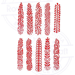 AnNafi® Mehendi Print Blocks| Border Pattern Wooden Stamps (Set of 10)| Fabric Wooden Stamps Border Pattern Printing Blocks| Designer Craft for Mehandi Textile Pottery Saree Border Canvas Painting |