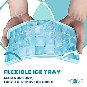 Ice Cube Tray With Lid & Bin | BPA Free Silicone Ice Cube Tray With Lid, Container & Tong | Stackable 36 Nugget Ice Tray for Freezer With Easy Release | Large Ice Mold Maker for Cocktails & Whisky
