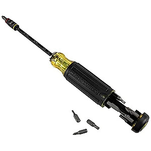 Klein Tools 32304 Screwdriver, 14-in-1 Adjustable Screwdriver with Flip Socket, HVAC Nut Drivers and Bits, Impact Rated