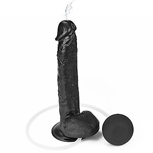 Squirting Dildo Black Dildo, lovetoy 11" Realistic Squirting Dildo Ejaculating Dildo with Enema Bulb Removable, Adult Sex Toy Big Anal Dildo Strap on Thick Huge Large Dildo Suction Cup Dildo Butt Plug