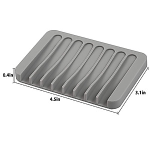 3PCS Self Draining Soap Holder, Premium Silicone Soap Dish, Soap Saver for Shower, Bathroom, Kitchen, Bath Tub, Sponges,Keep Soap Bars Dry Easy Clean,Extend Soap Life