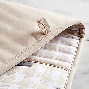 KitchenAid Gingham Casserole Mitt Single Pack, Milkshake Tan, 35"x7.5"