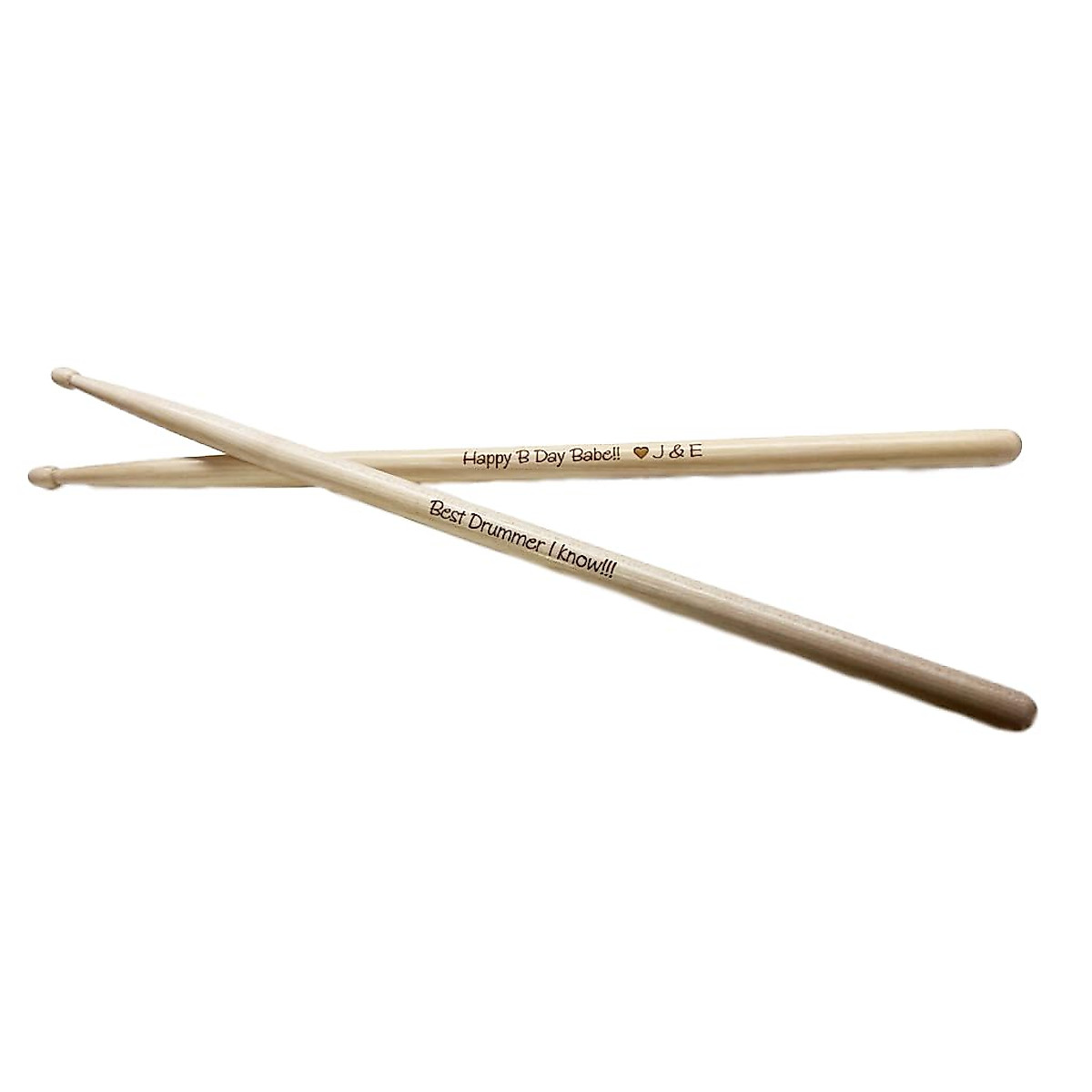Drumsticks Set of Monogrammed Personalized Professional Grade Wooden Drumsticks