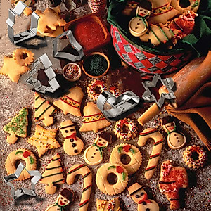 Christmas Cookie Cutters Set - Holiday Mini Cookie Cutter set of 10, Include: Gingerbread House, Snowflake, Christmas Tree, Gingerbread girl, Heart, Star, Moon, Christmas Crutch, Bell, Boot