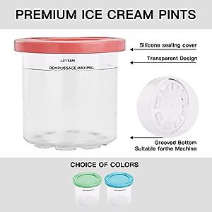 ZYHOONE Ice Cream Containers Compatible with NC301 NC300 NC299AMZ Series Ice Cream Maker,Replacement for Ninja Creami Pints and Lids,with 2 Scoops,Dishwasher Safe Green/Blue