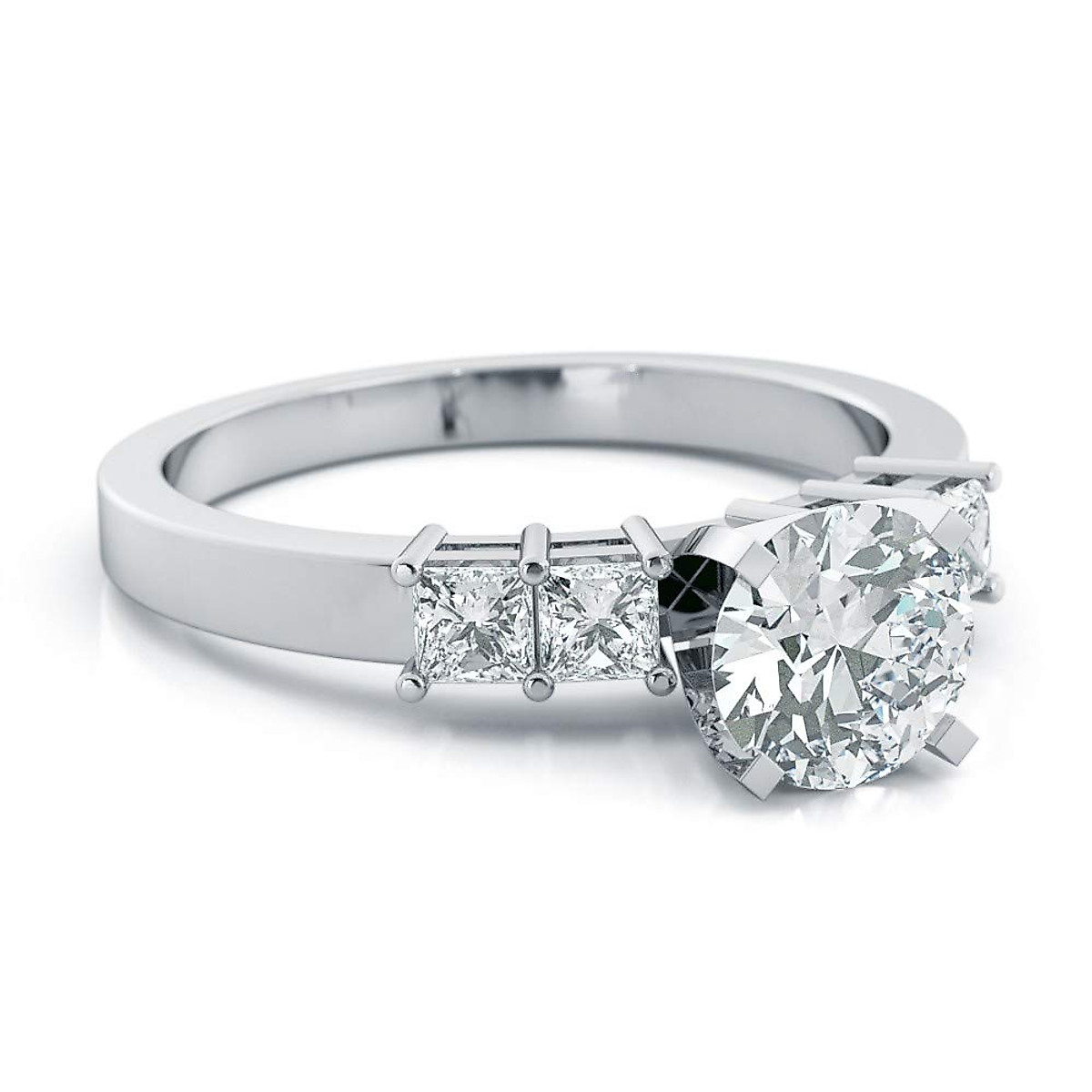 VOLVIROS 1 CT Round Cut Moissanite Engagement Rings for Women for Women Platinum Plated Silver Size 6