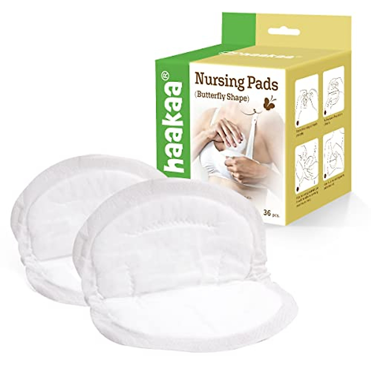 haakaa Disposable Nursing Pads Breast Pads for Breastfeeding Essentials, Super Absorbent & Soft Comfortable, Individually Wrapped - 36 Count