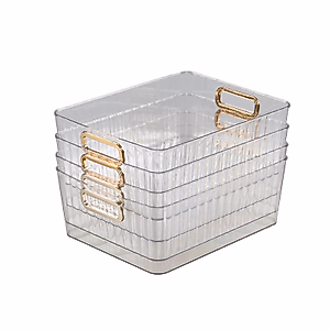 Jandson Clear Plastic Storage Bin, 4 Pack Pantry Organizer Containers
