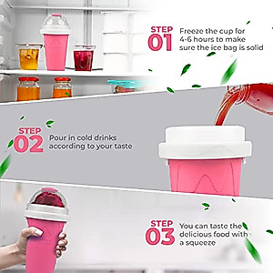 Slushy Maker Cup - Travel Slushie Cup, TIKTOK Quick Freeze Magic Cup, Double Layer Slushy Cup, Cooler Smoothie Silicon Cup, Mini Ice Cream Maker, Slushies - Pink.