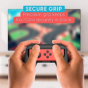 TALK WORKS Nintendo Switch + Switch OLED Joy-Con Controller Grips 4-Pack - Secure Joy-Con Grip, Extended Trigger Buttons, Ergonomic Design for Comfort Hold, Secure Fit for Joy-Con Controllers - Black