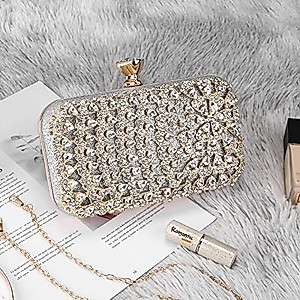 Tanpell Diamond Evening Bag Clutch Purses for Women Sequin Glitter Clutch Bag Evening Handbag Shoulder Bags Purse for Wedding Party Prom (Silver)