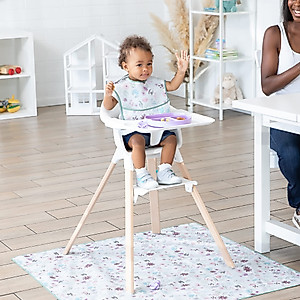 Bumkins Bibs for Girl or Boy, SuperBib Baby and Toddler 6-24 Months, Essential Must Have for Eating, Feeding Set, Waterproof Splat Mat for Under High Chair, Mess Saving, Fabric 3-pk Floral and Lace