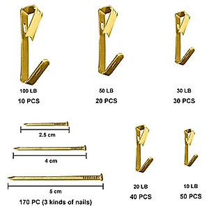 Cusstally 320 PCS Hooks with Duty Hangers Hooks for Hard Walls Kit