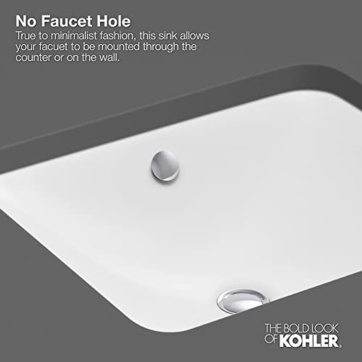 KOHLER K-8188-0 Vitreous China 11 inch x 11 inch Undermount Square Bathroom Sink, White