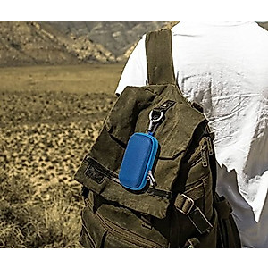 AGPTEK MP3 Player Case, Portable Clamshell Headphones Cover, Holder with Metal Carabiner Clip for 1.8 inch MP3 Players, iPod Nano, iPod Shuffle, Apple Airport, Blue