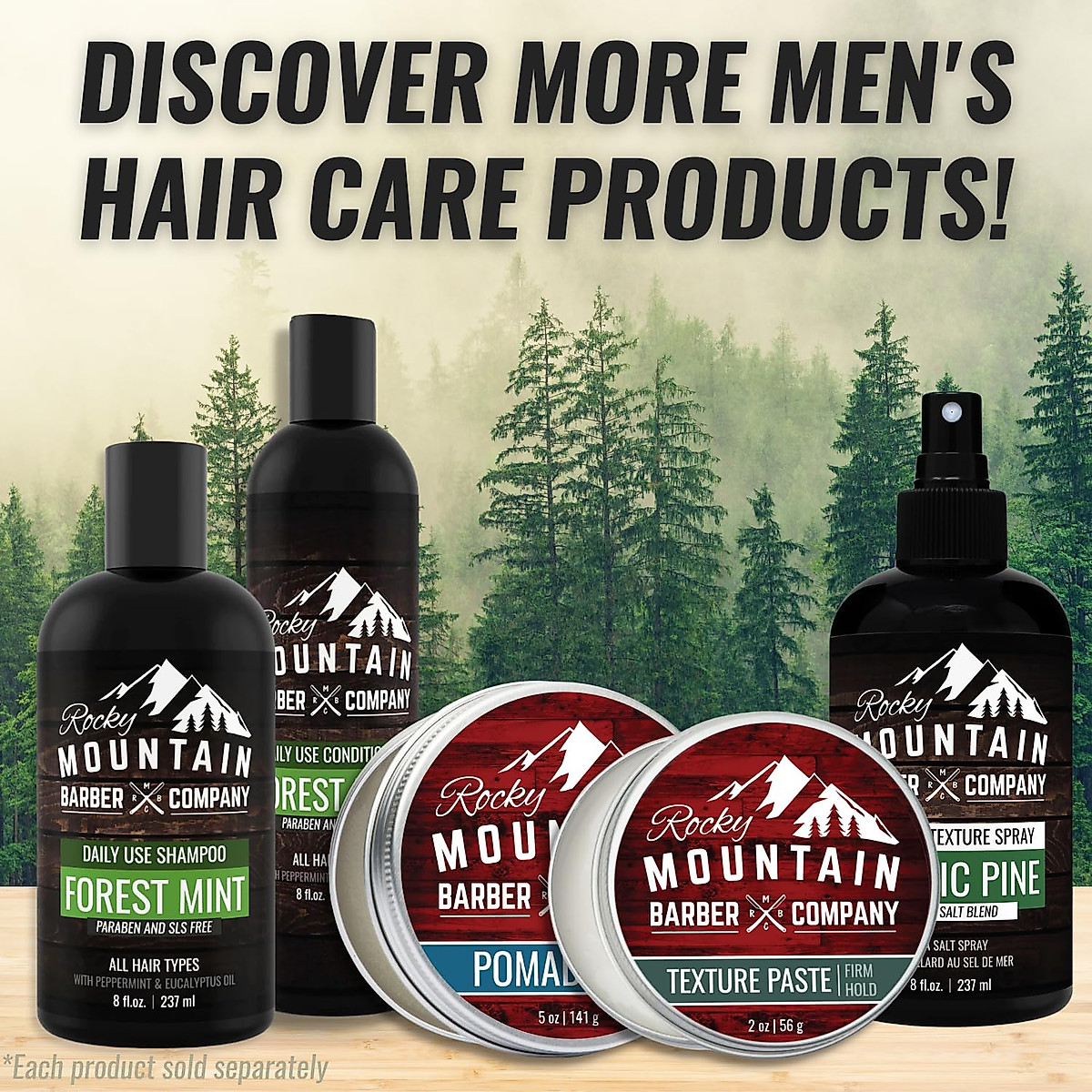 Rocky Mountain Barber Company Men's Shampoo - Tea Tree Oil, Peppermint & Eucalyptus for All Hair Types