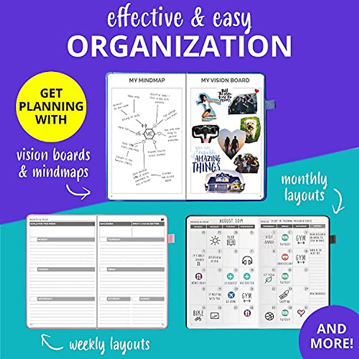 Papercode Daily Planner 2023 - Simple Elephant Undated Daily, Weekly, and Monthly Calendar Planner for Productivity & Goal Setting, Black