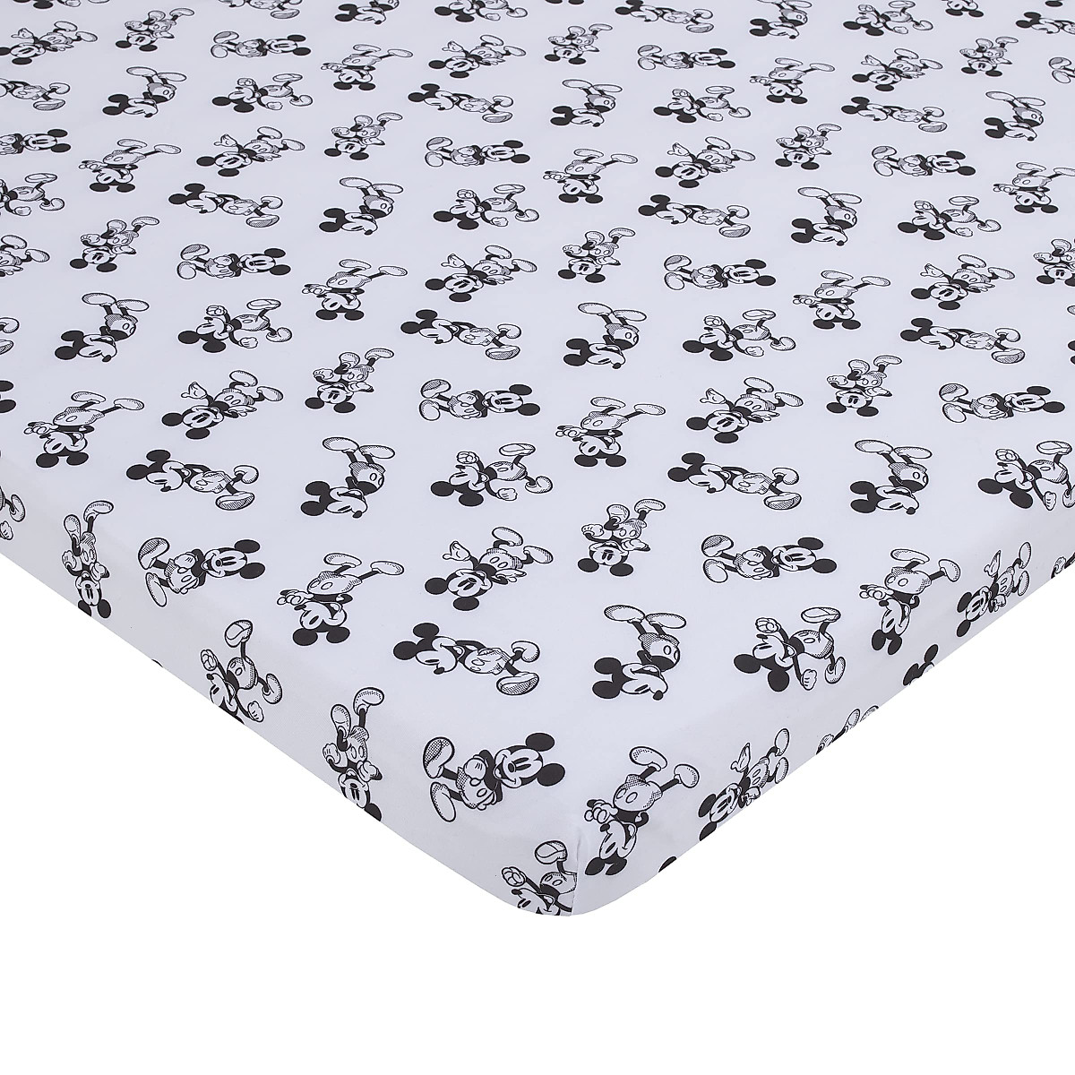 Disney Mickey Mouse Timeless Mickey Gray, White, & Blue Stars & Icons 3Piece Nursery Mini Crib Bedding Set - Comforter & Two Fitted Mini Crib Sheets, Navy, Grey, Black, White