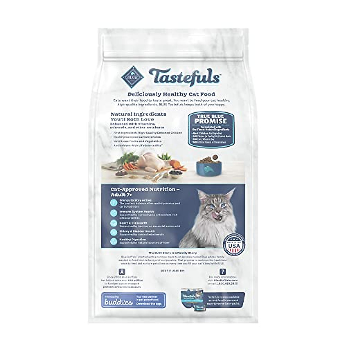 Blue Buffalo Tastefuls Adult 7+ Natural Dry Cat Food, Chicken 7lb bag