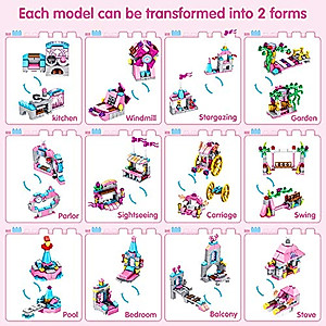 LUKAT Building Toys for Girls Age 6 7 8 9 10 11 12 Year Old, 568pcs Princess Castle STEM Construction Toys Set, 25 Models Educational Toys for Kids Building Blocks Kit Gifts for Birthday Christmas