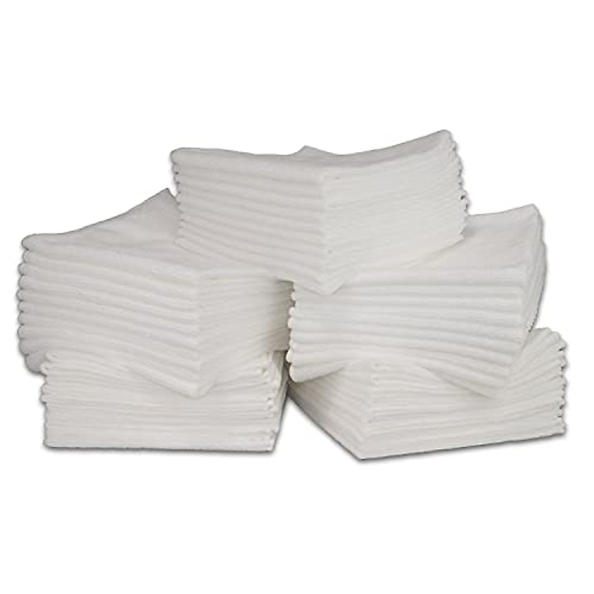 Bulk 16" x 16" Economy All Purpose Microfiber Towels Wholesale - Case Quantity (200 Count) | Large | No Fraying | High Density Microfiber | Zero Chemical Cleaner | Long-Lasting (White)