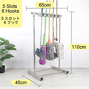 Movable Broom Mop Holder,Floor Standing Cleaning Tool Cart Storage,Cleaning Supplies Organizer, Mop Drain Rack,Umbrella Stand,for Garden Garage Schools, Hospitals, Factories, Hotels ( Size : 5 slots )