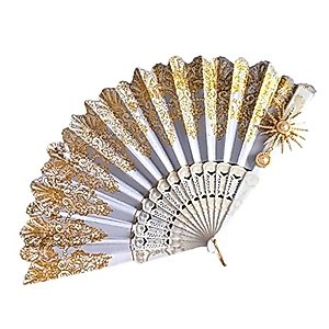 RAZZUM Folding Hand fansRetro Court Chinese Style Hand Fan，Folding Craft Dance Fan，Vintage Fold Fan for Wedding Party Lace Fan SilkChinese Fans Fan