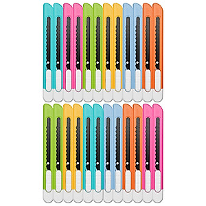 FantastiCAR 24-Pack Colorful Lightweight Box Cutter Retractable Snap-Off Utility Knife Set