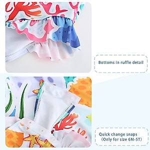 Baby Girls One Piece Swimsuits Long Sleeve Rash Guard Swimshirts Kids Sun Protection Bathing Suits 24 Months Ocean Reefs