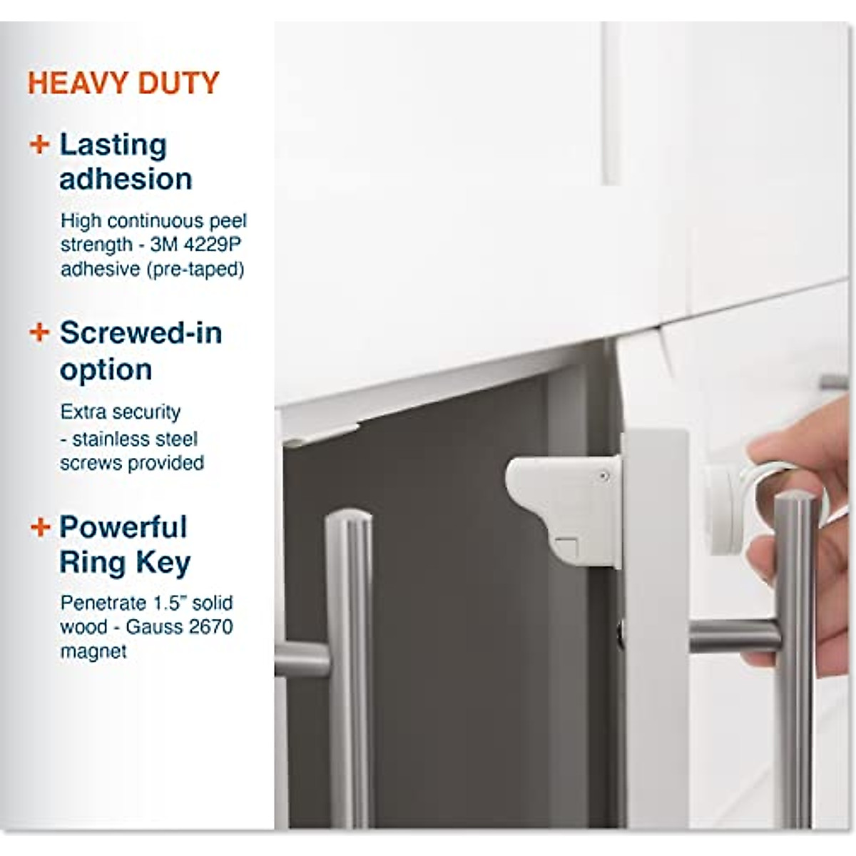 Cabinet Locks for Babies Magnetic (20 Locks 3 Ring Keys) - RovingCove Child Proof Cabinet Latches and Drawer Locks, Child Safety and Baby Proofing Locks, 3M Adhesive Pre-Taped, Ivory White