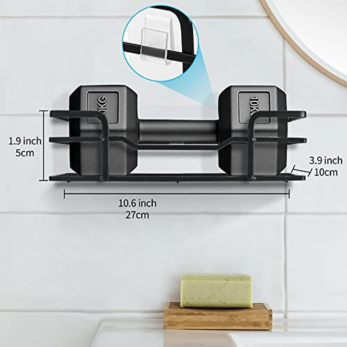 Shower Caddy Adhesive Basket Shelf Drill-Free Kitchen or Bathroom Organizer - Black Basket Shelves Hooks for Washroom Accessories Adhesive Stainless Steel Shampoo Holder, Kitchen Shelf Rack 2 Pck