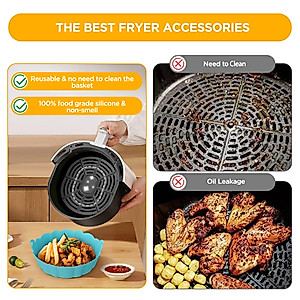 Haphiz 2PCS Silicone Air Fryer Liners Pot 8 Inch Reusable Air Fryer Oven Accessories Silicone Basket Bowl Round Heat Resistant Washable Replacement of Parchment Paper Liners for 3 to 5 QT Air Fryer