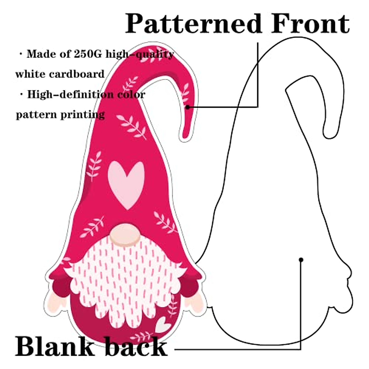 NBjiuyin 48 Pieces Valentine's Day Lovely Gnome Cutouts with Glue Point Dots Cartoon Assorted Lovely Accents Cutouts for Bulletin Board Classroom Decoration Mother's Day Party Supplies (Valentine)