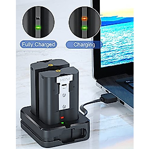 2 Pack Batteries and Charging Station Compatible with Ring, Charger Station for Video Doorbell 2/3/4 Battery, Video Doorbell 3 Plus Battery, Spotlight Cam Battery（Not for Stick Up Cam）