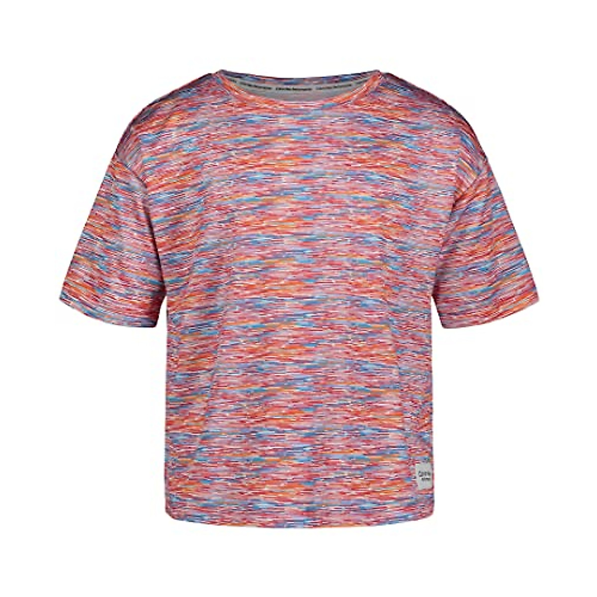 Calvin Klein Girls' Short Sleeve Relaxed-Fit Performance T-Shirt, Crew-Neck Neckline & Logo Detailing, Purple Rose Static