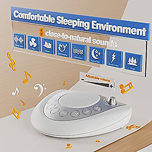 Sound Machine for Baby with 8 Soothing Sounds,Portable White Noise Machine for Adult,Sleep Machine with Volume Control,USB Port,Headphone Jack,Auto-Off Timer for Kids,Adults,Travel,Office,Home